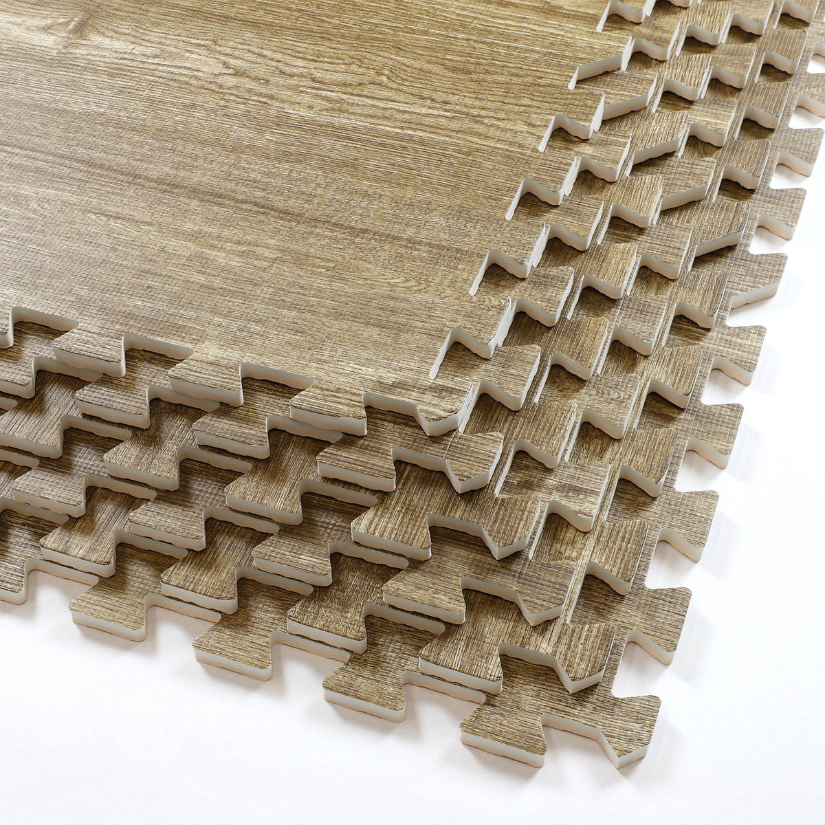 Natural Brown Wood Grain Interlocking EVA Foam Floor Mats (100 Sq. Ft ...